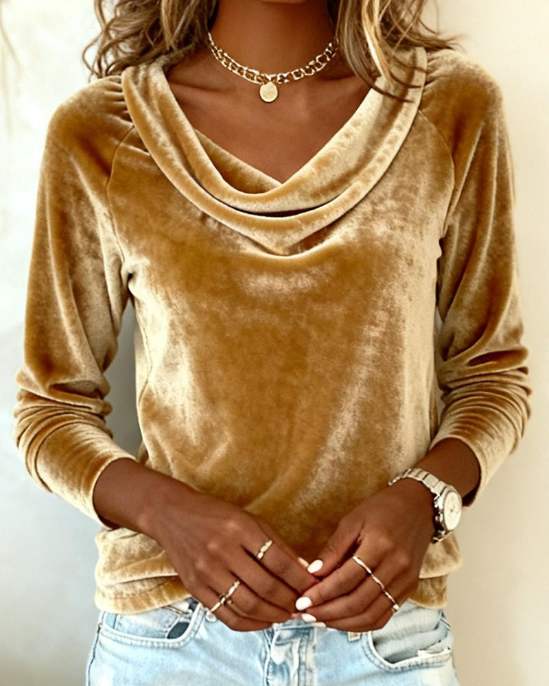 Margaret - Luxurious Velvet Drape-Neck Top – Nancy & Ruth