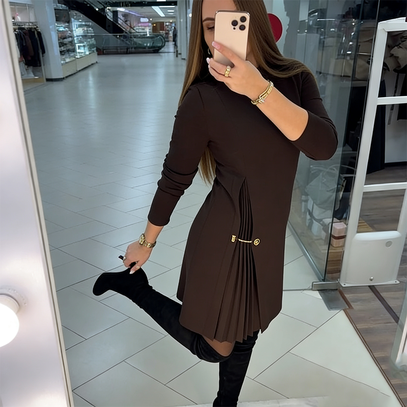 Isabelle – Elegant Dress with Pleated Accent – Nancy & Ruth